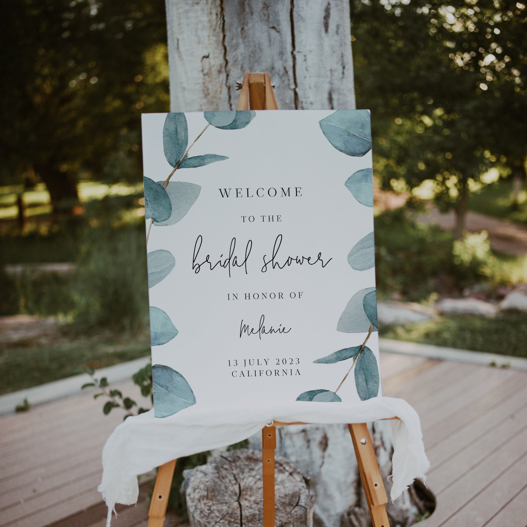 Blue Eucalyptus Bridal Shower Welcome Sign – Make Me Digital: printable ...