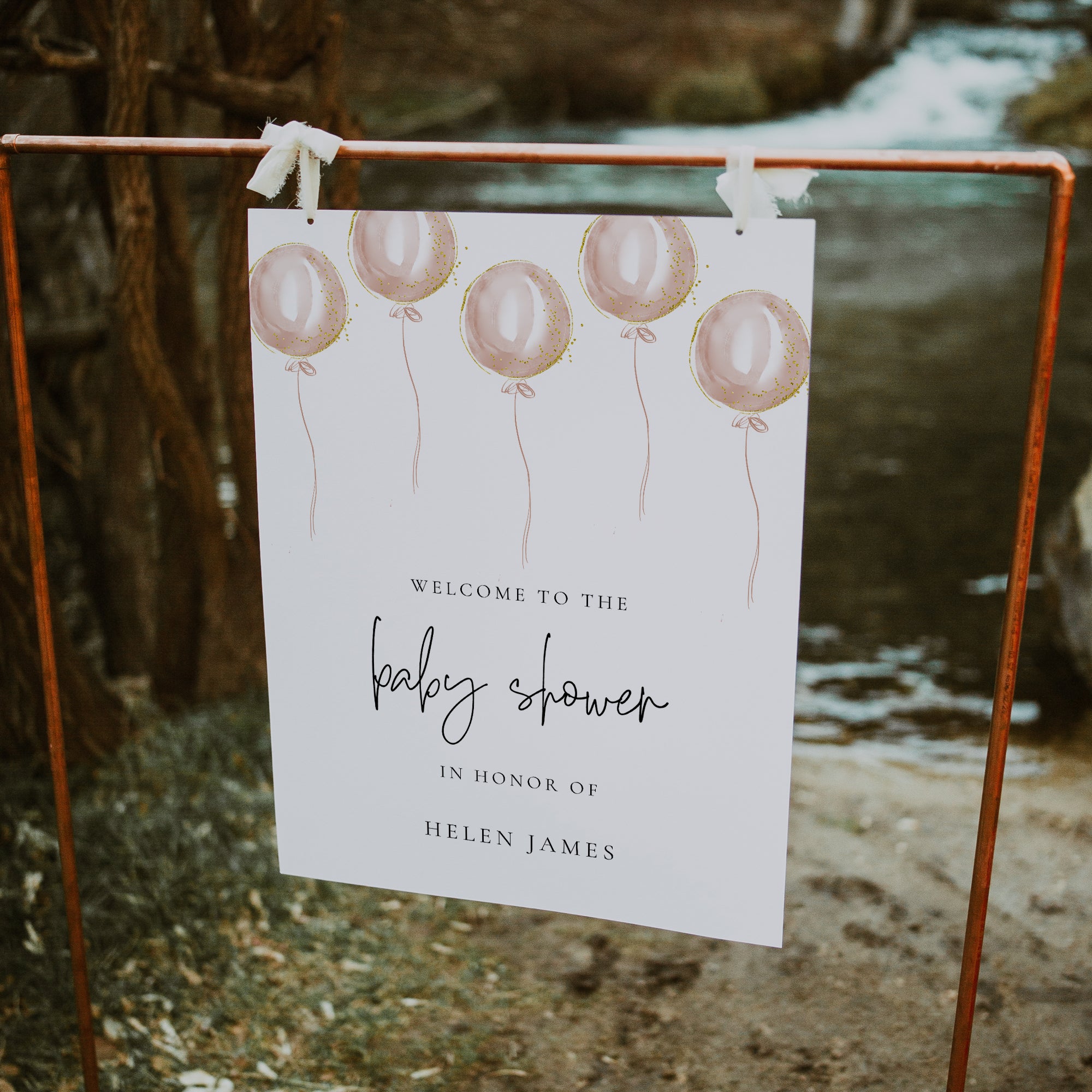 Pink Balloon Girl Baby Shower Welcome Sign – Make Me Digital: printable ...