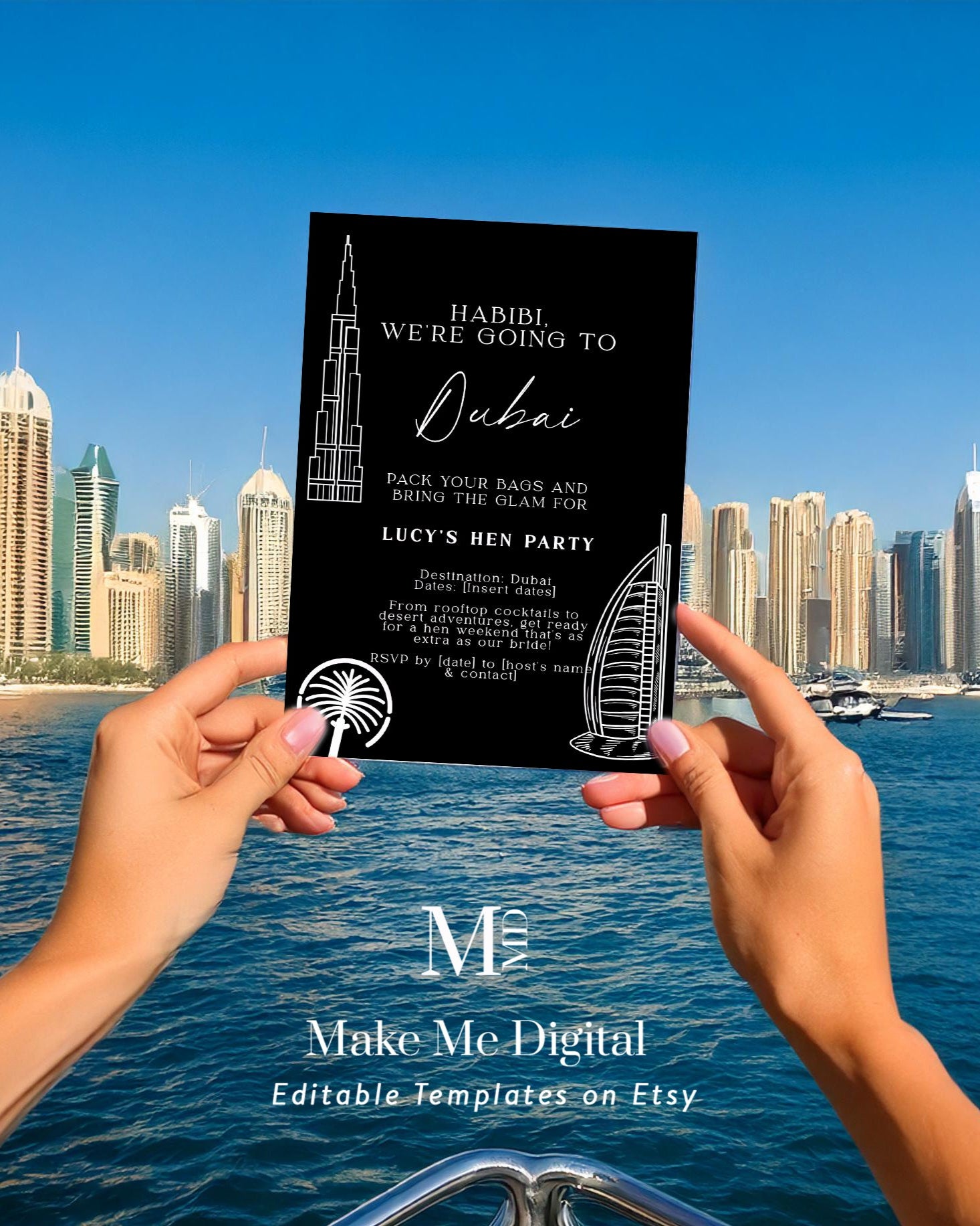 ULTIMATE Dubai Hen Party Weekend "I do-bai" invitation template evite ...