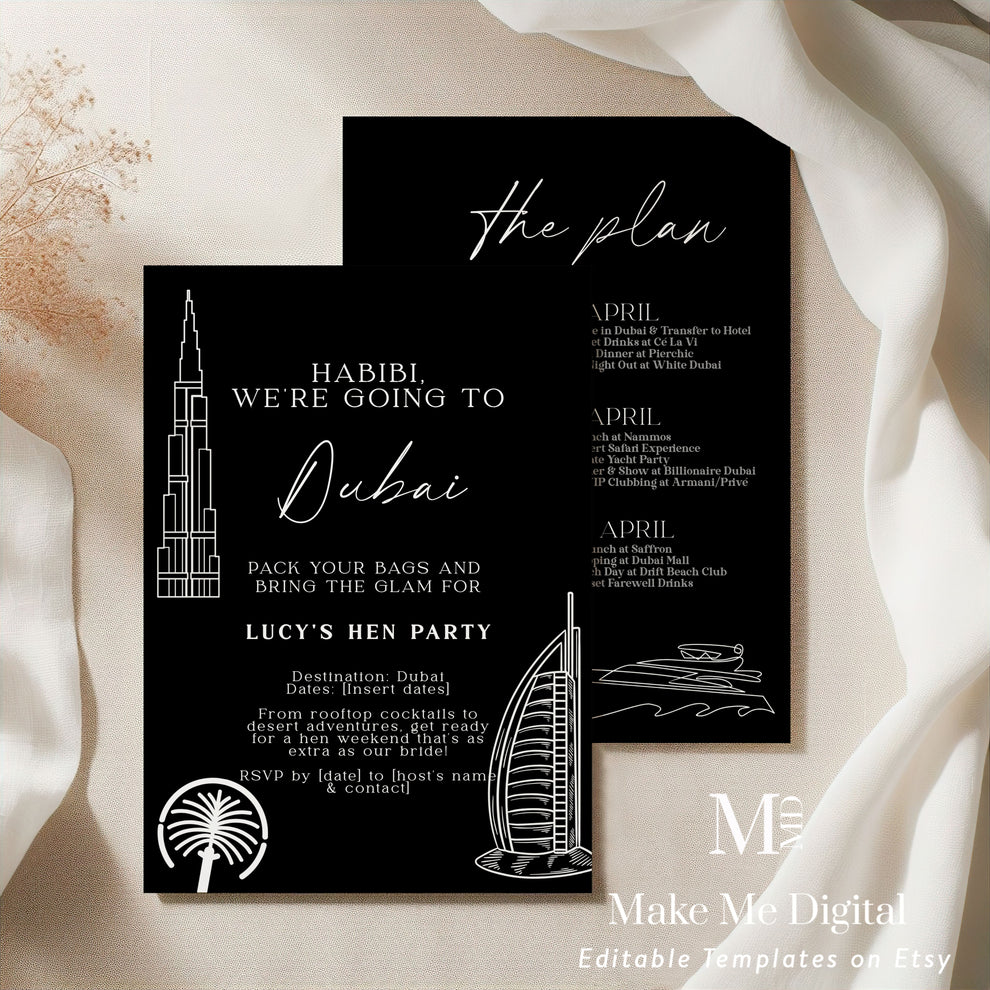 ULTIMATE Dubai Hen Party Weekend "I do-bai" invitation template evite ...