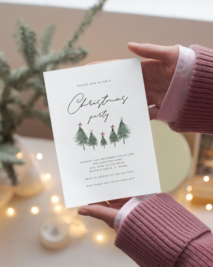 Christmas Trees Party Invitation – Make Me Digital: printable event ...