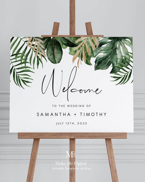 Tropical Wedding Welcome Sign – Make Me Digital: printable event ...