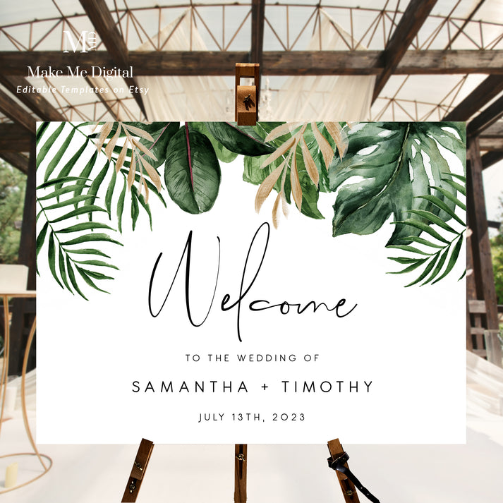 Tropical Wedding Welcome Sign – Make Me Digital: printable event ...