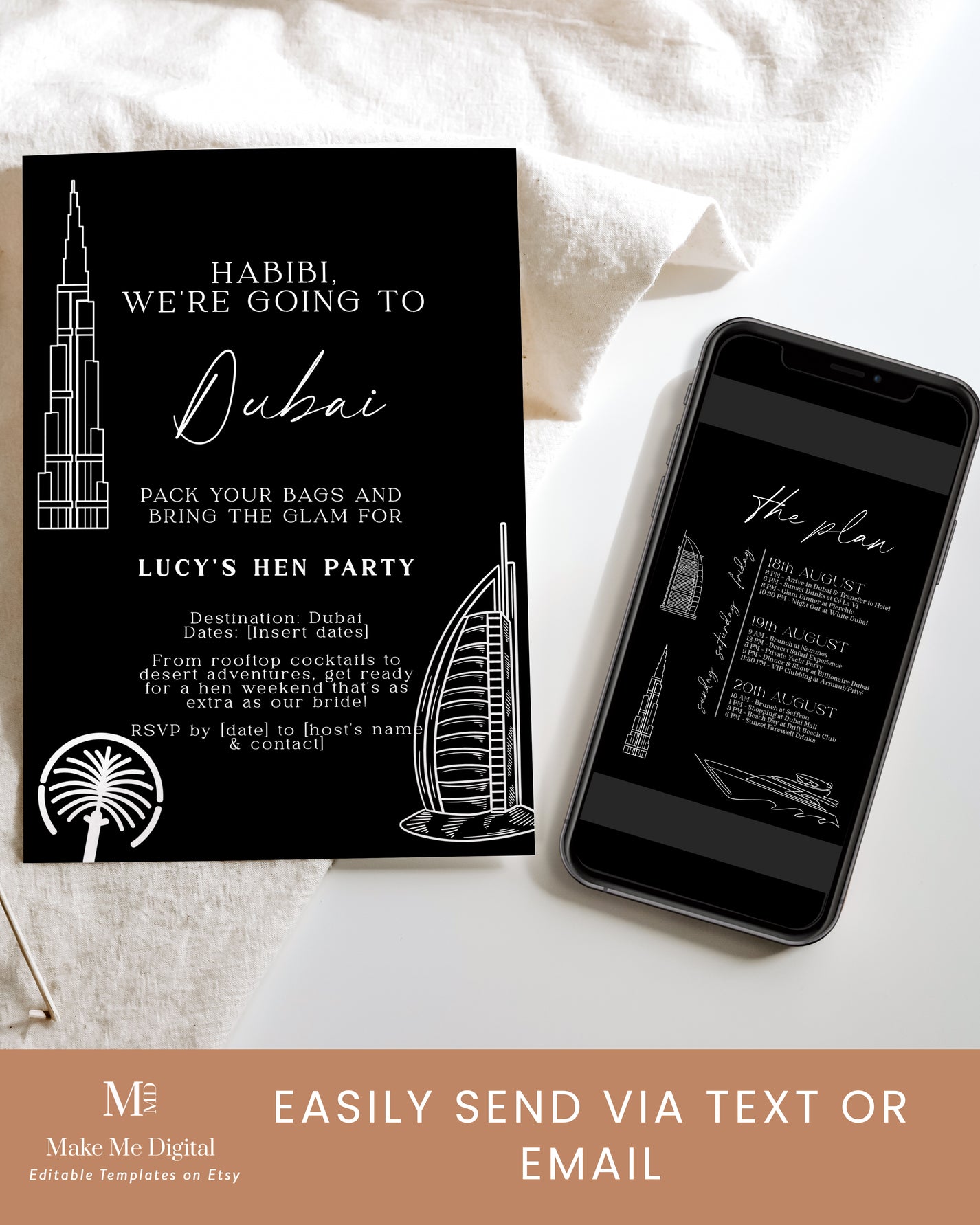 ULTIMATE Dubai Hen Party Weekend "I do-bai" invitation template evite ...