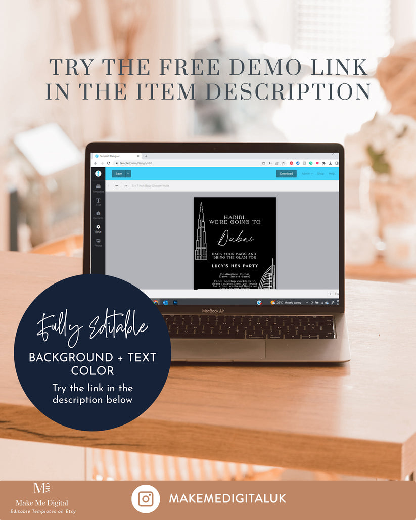 ULTIMATE Dubai Hen Party Weekend "I do-bai" invitation template evite ...