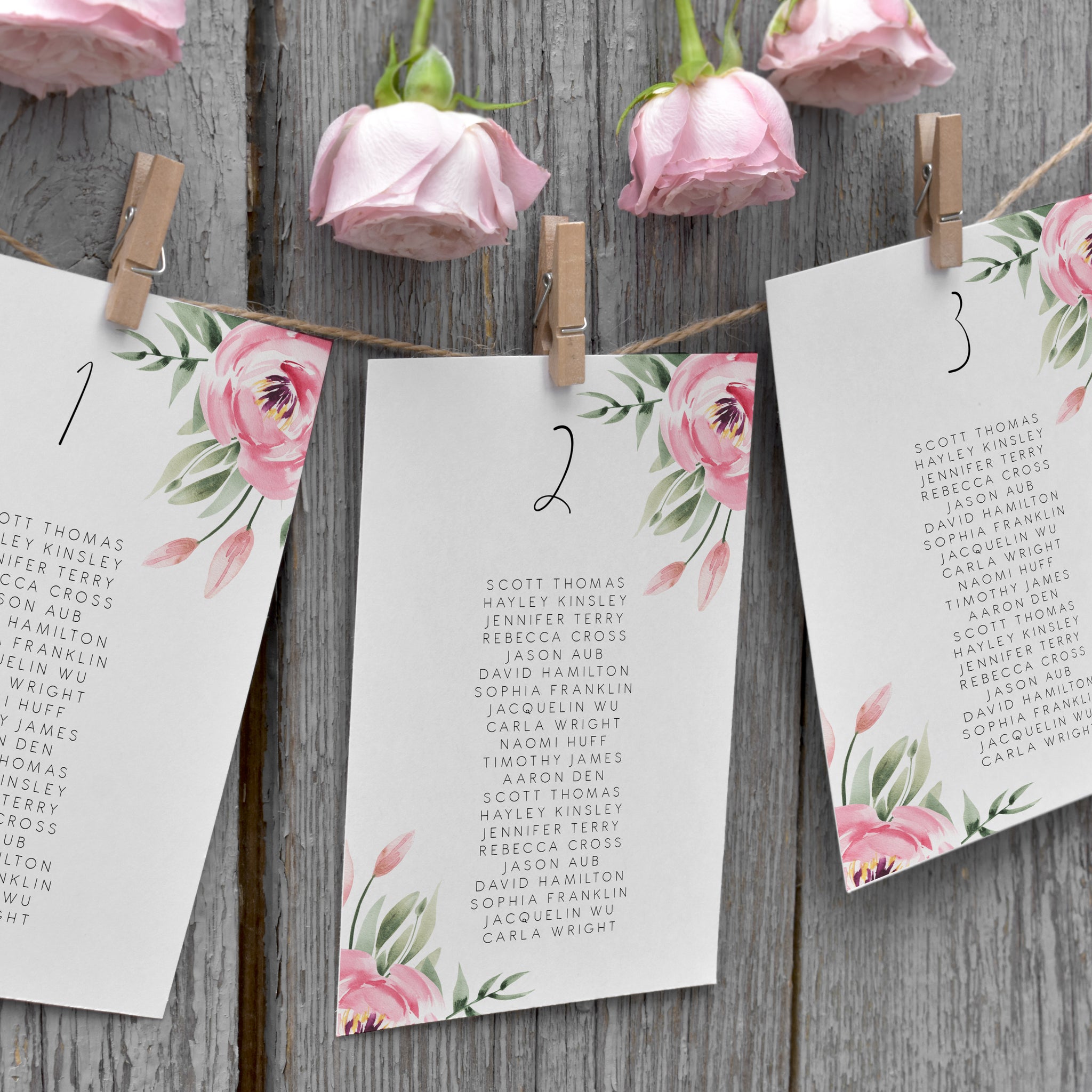 Serena Pink Peony Wedding Table Plan – Make Me Digital: printable event ...