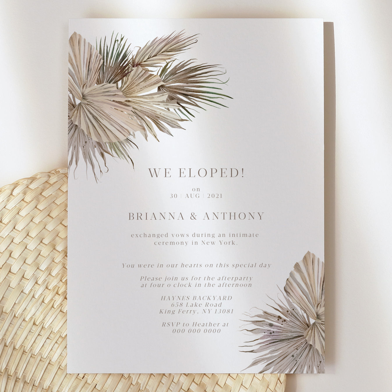 Brianna Boho Elopement Party Invite Single – Make Me Digital: printable ...