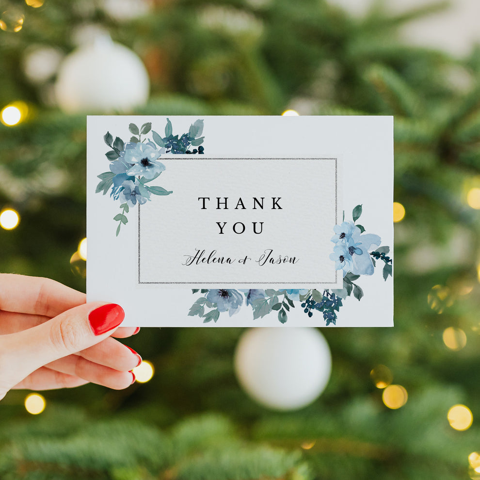 Blue Floral Thank you Cards – Make Me Digital: printable event ...