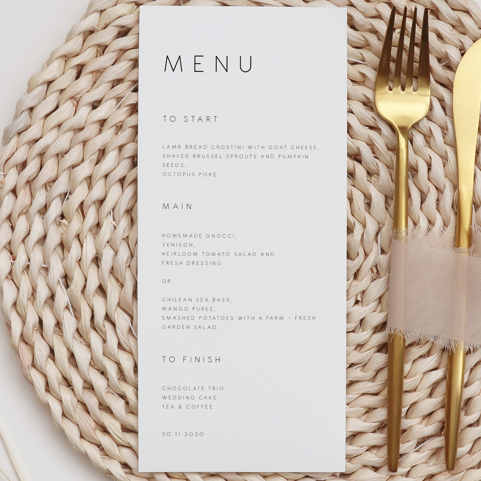Simple & Modern Wedding Menu – Make Me Digital: printable event ...