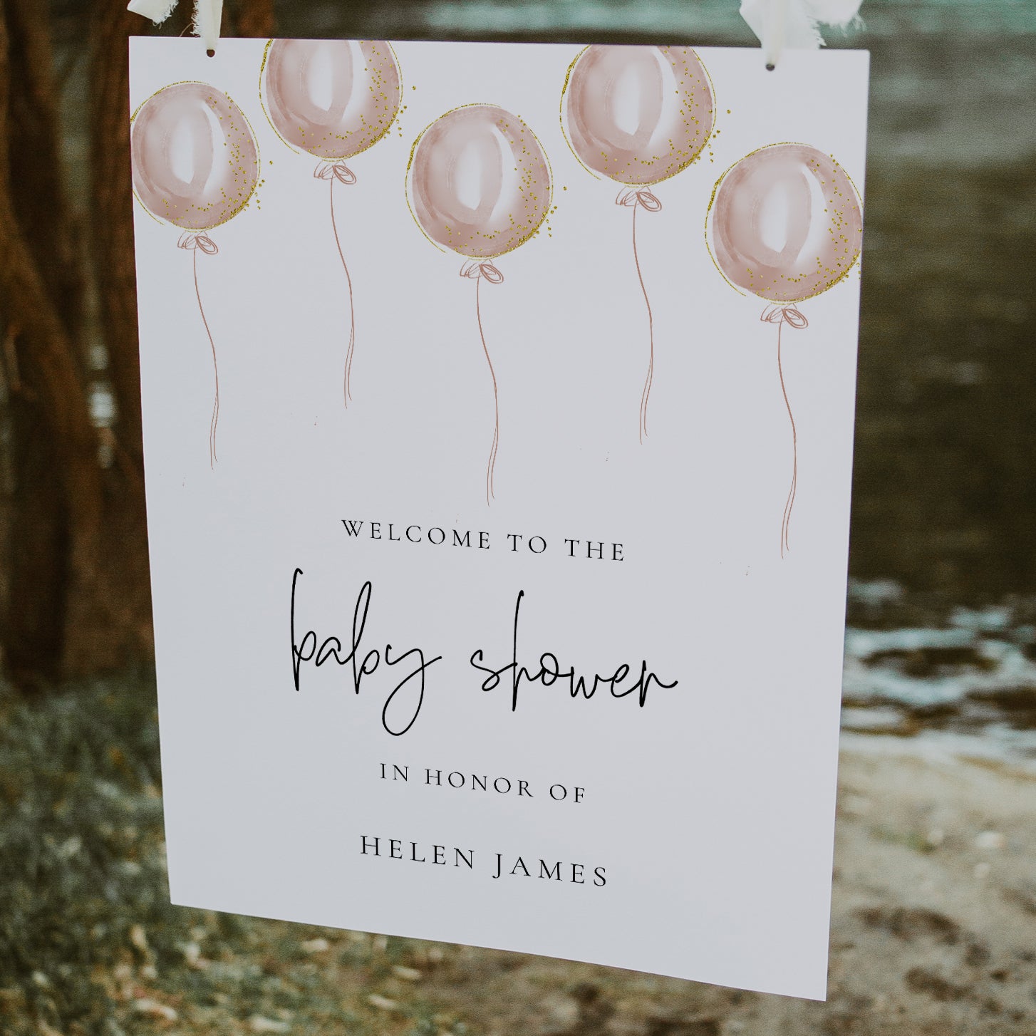 Pink Balloon Girl Baby Shower Welcome Sign – Make Me Digital: printable ...