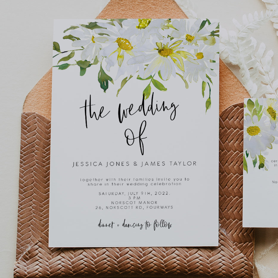Delicate Daisy Wedding Invitation – Make Me Digital: printable event ...