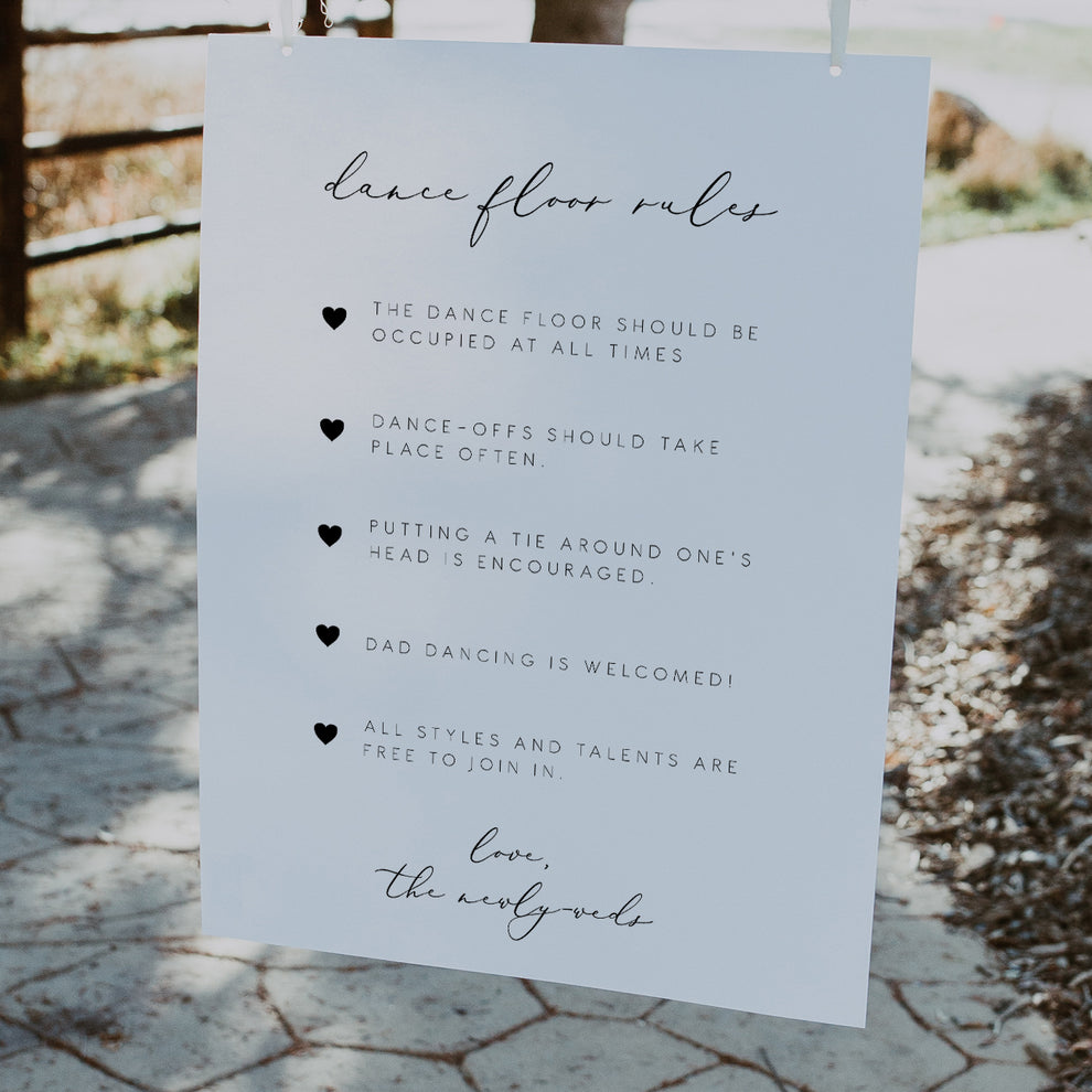 Elegant Calligraphy Wedding Dancefloor Rules Sign – Make Me Digital ...