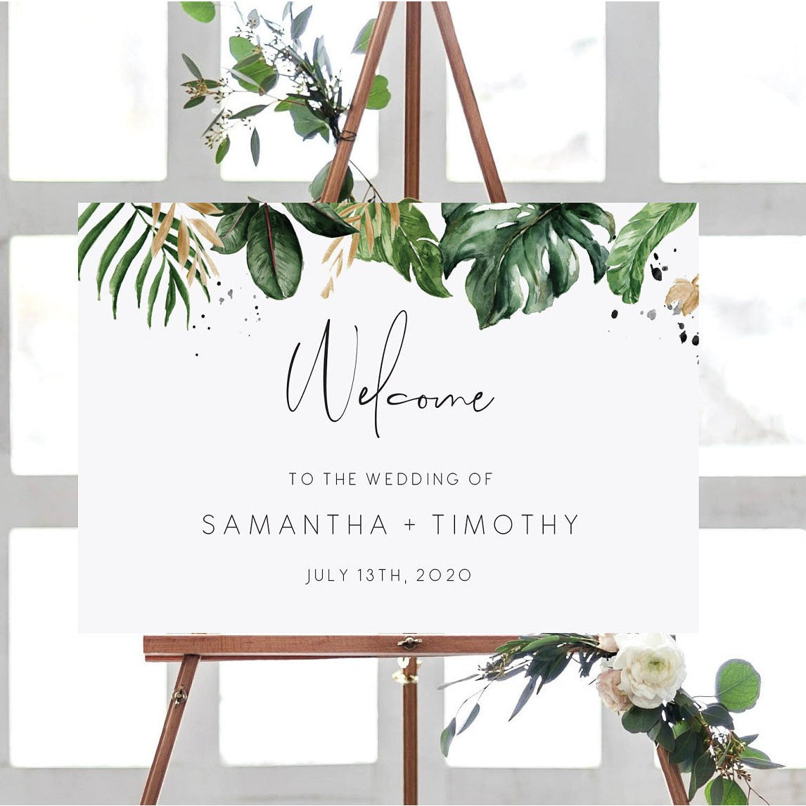 Green & Gold Tropical Welcome Sign – Make Me Digital: printable event ...