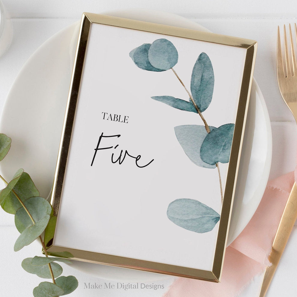 Nala Blue Eucalyptus Table Number – Make Me Digital: printable event ...
