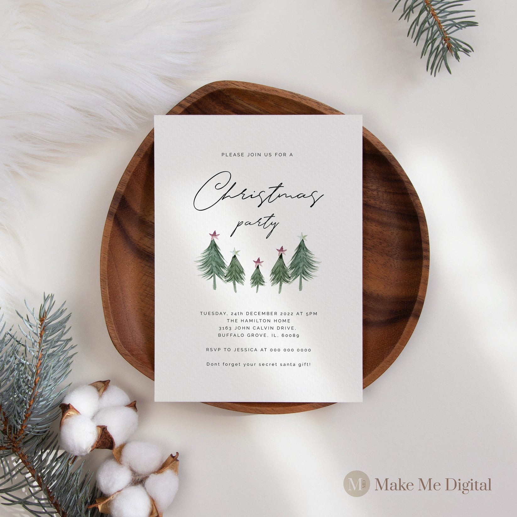 Christmas Trees Party Invitation – Make Me Digital: printable event ...
