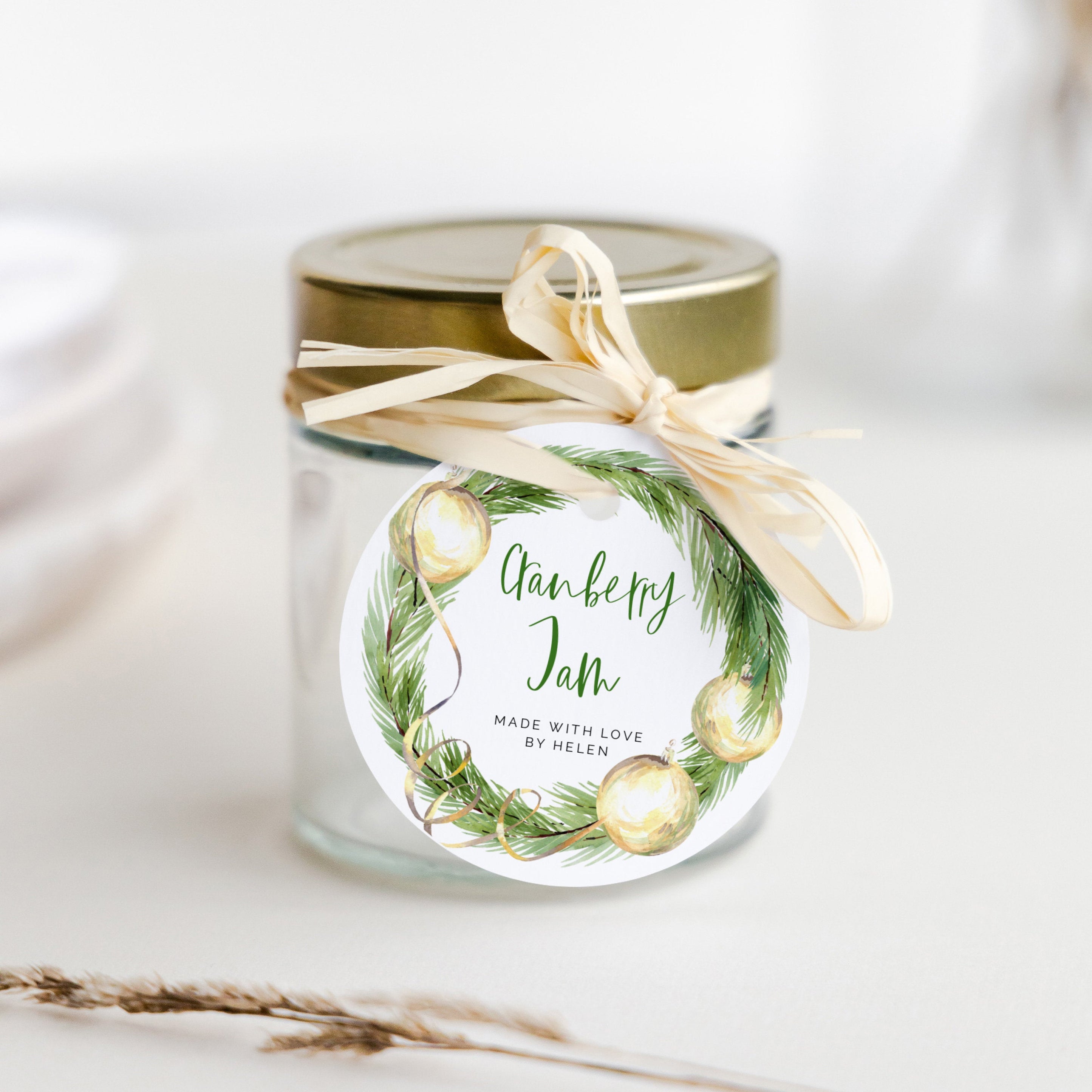 Green & Gold Christmas Homemade Jam Tag – Make Me Digital: printable ...